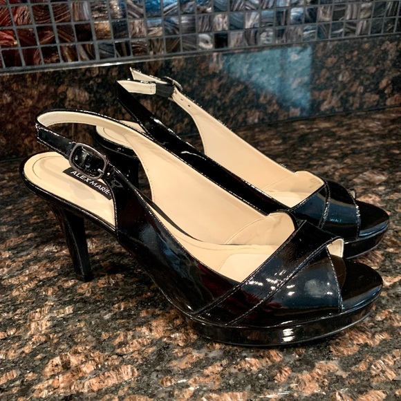 Alex Marie | Shoes | Alex Marie Black Patent Leather Slingback Heels ...